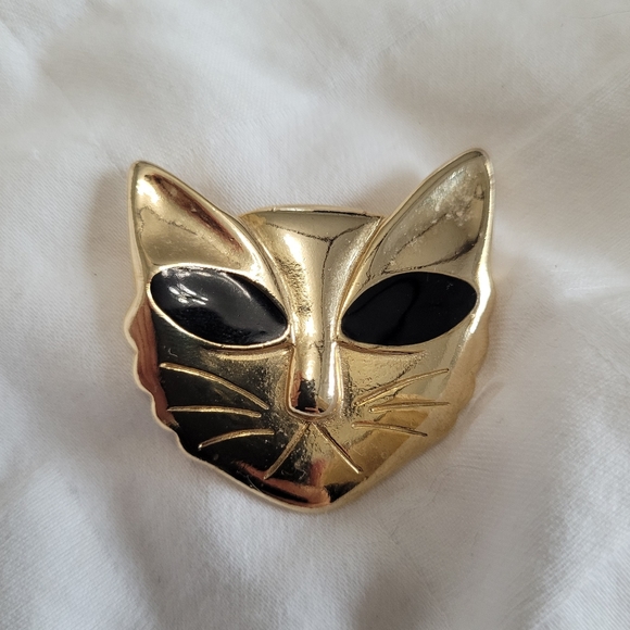 Vintage | Jewelry | Y2k 9s Alien Cat Gold Toned Enamel Brooch Pin ...